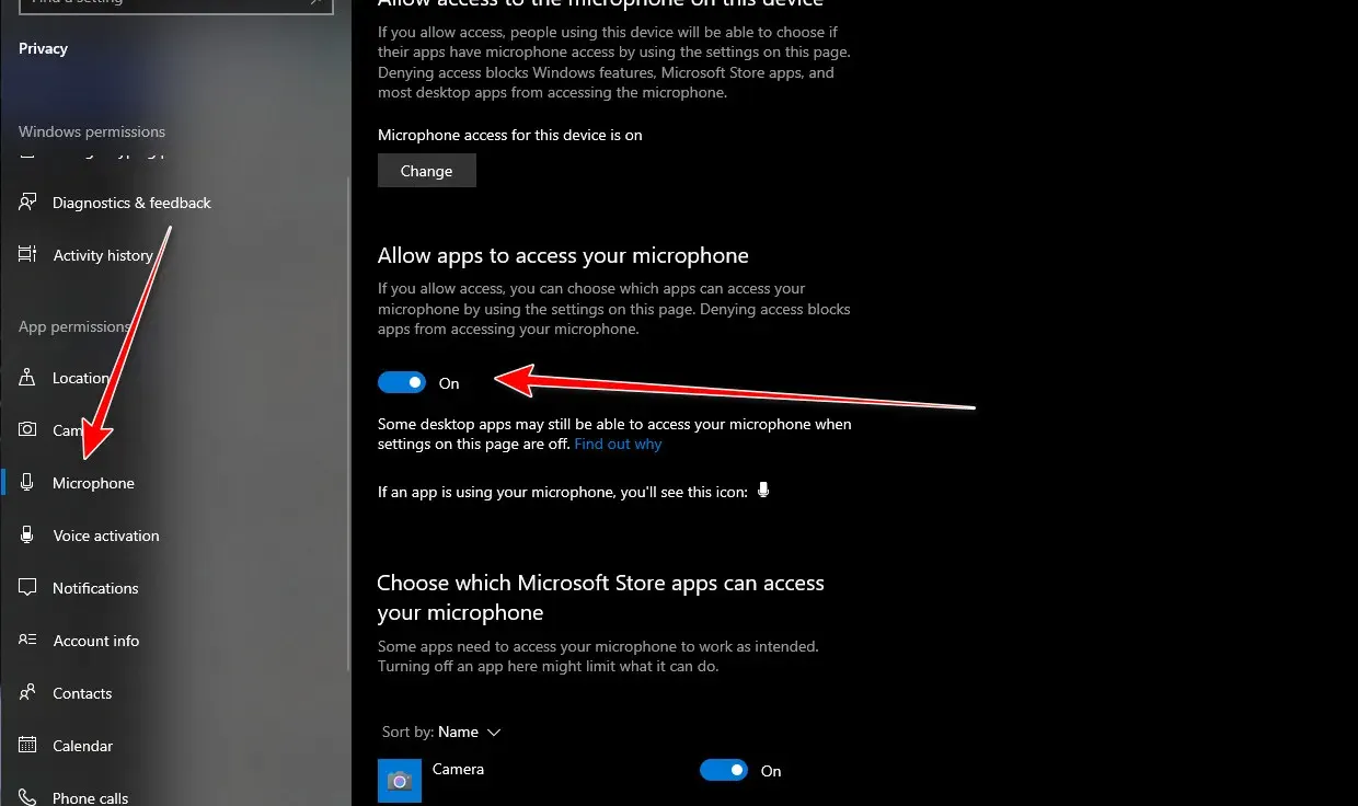 마이크 액세스 허용' title='Discord 오류 3002 수정 방법: 마이크가 입력을 감지하지 못함