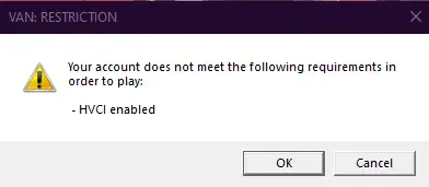 Correção: VAN: RESTRICÇÃO – Erro habilitado para HVCI no Valorant ...